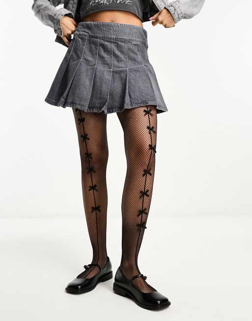 ASOS DESIGN bow detail net tights in black | ASOS
