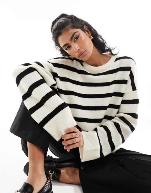 ASOS DESIGN boxy crew neck jumper in stripe | ASOS