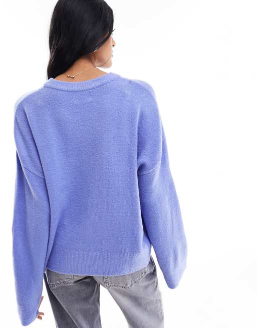 ASOS DESIGN boxy crew neck sweater in blue | ASOS