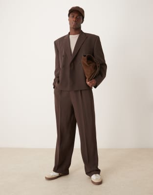 ASOS DESIGN boxy cropped suit in brown | ASOS