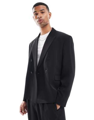 ASOS DESIGN boxy cropped suit jacket in black | ASOS