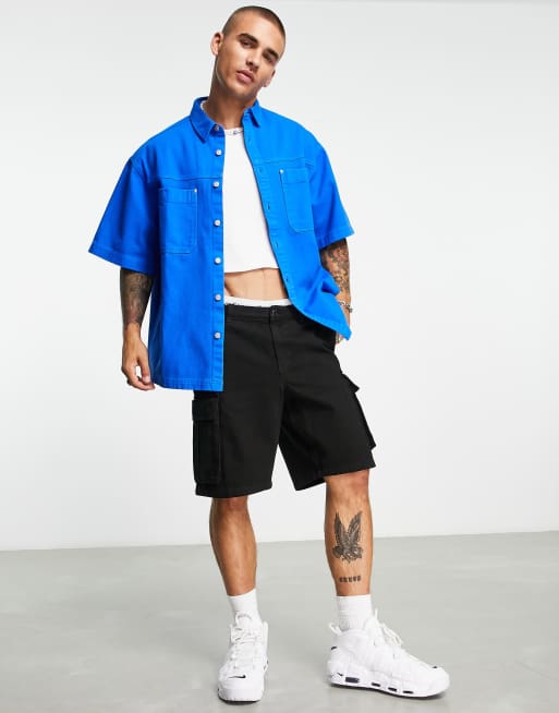 ASOS DESIGN boxy oversized denim shirt in cobalt blue | ASOS