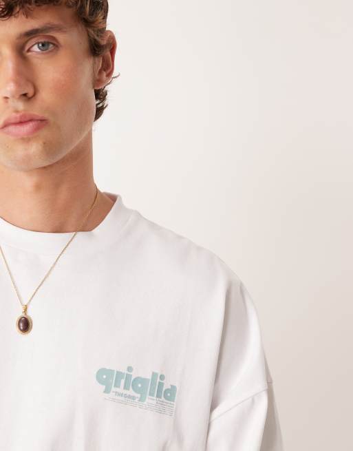 ASOS DESIGN boxy oversized heavyweight t-shirt with print in white | ASOS