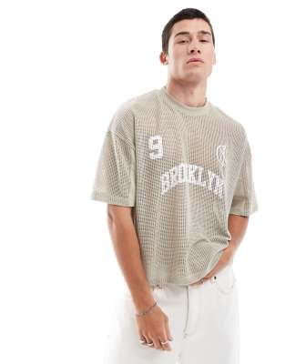 ASOS DESIGN boxy oversized mesh t-shirt with sporty print | ASOS