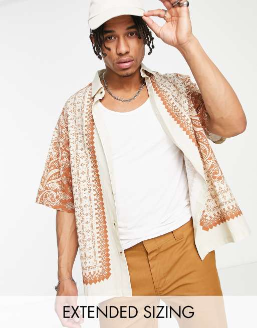 Asos Design Boxy Oversized Shirt With Paisley Print Asos