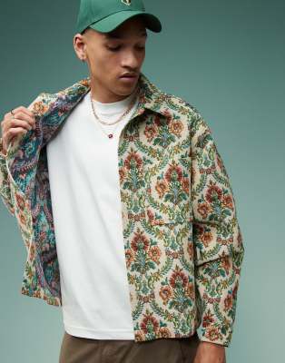 ASOS DESIGN boxy oversized shirt with tapestry print | ASOS