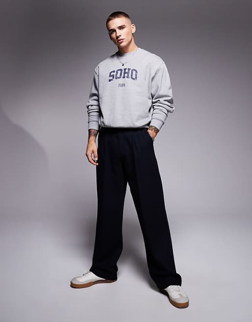 ASOS DESIGN boxy oversized sweatshirt with Soho print in ASOS DESIGN boxy oversized sweatshirt with Soho print in