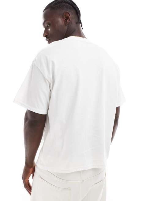 ASOS DESIGN boxy oversized t-shirt in white with sporty chest print | ASOS
