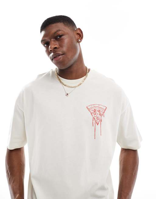 ASOS DESIGN boxy oversized t-shirt with cartoon graphic in tofu | ASOS