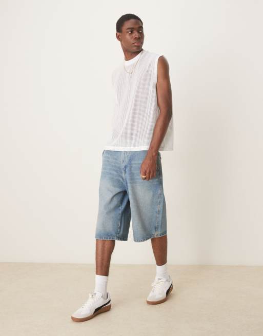 ASOS DESIGN boxy oversized tank in white open mesh | ASOS
