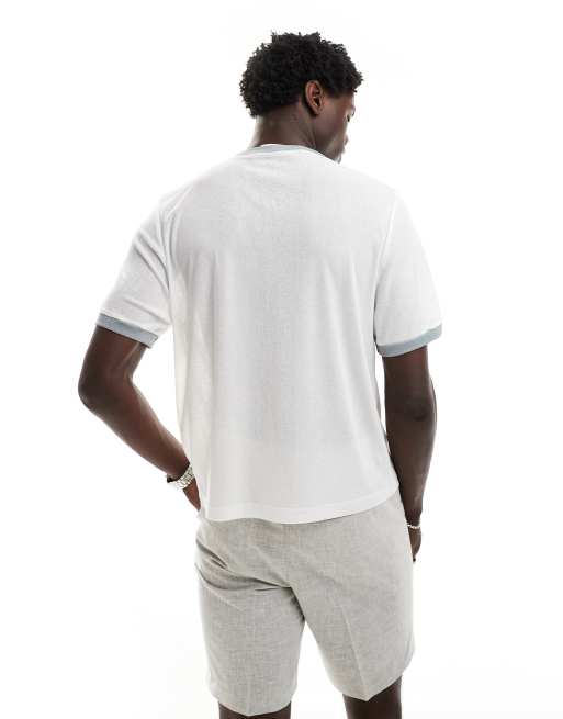 ASOS DESIGN boxy ringer t-shirt in white mesh | ASOS