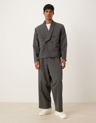 ASOS DESIGN boxy suit in charcoal twill | ASOS