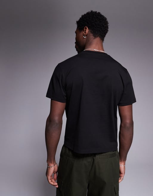 ASOS DESIGN boxy T-shirt with text graphic in black | ASOS