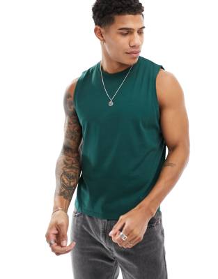 ASOS DESIGN boxy tank in dark green | ASOS