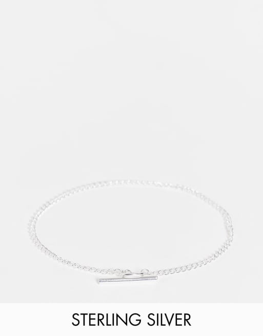 Asos Design Bracelet En Argent Massif Avec Barre En T Asos