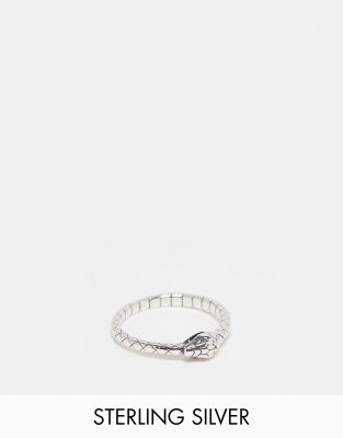 ASOS DESIGN - Brede ring met slang van echt zilver | ASOS