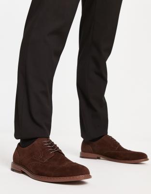 ASOS DESIGN brogue shoes in brown faux suede | ASOS