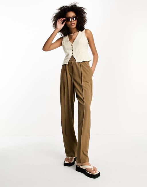 ASOS DESIGN button front linen vest in oatmeal | ASOS