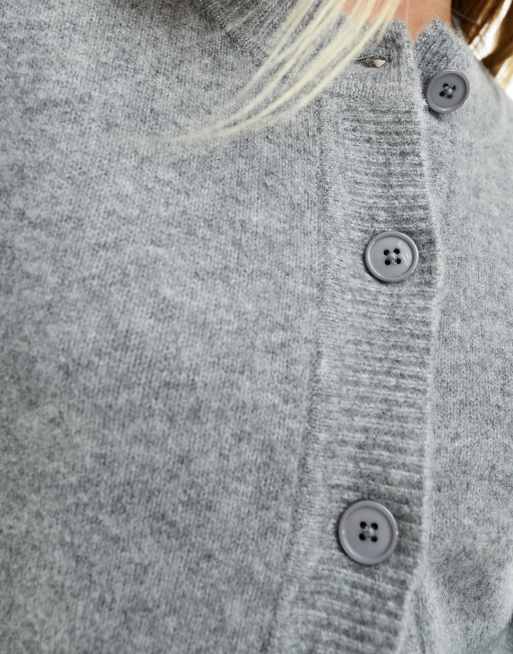 ASOS DESIGN button up crew neck cardigan in gray | ASOS