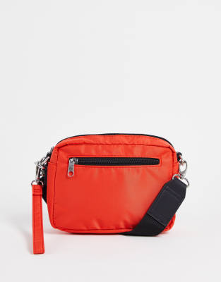 ASOS DESIGN camera bag with wrist strap in red nylon | ASOS