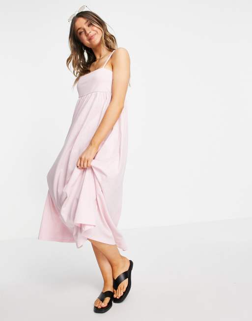 ASOS DESIGN cami midi dress with square neck in bubblegum pink | ASOS