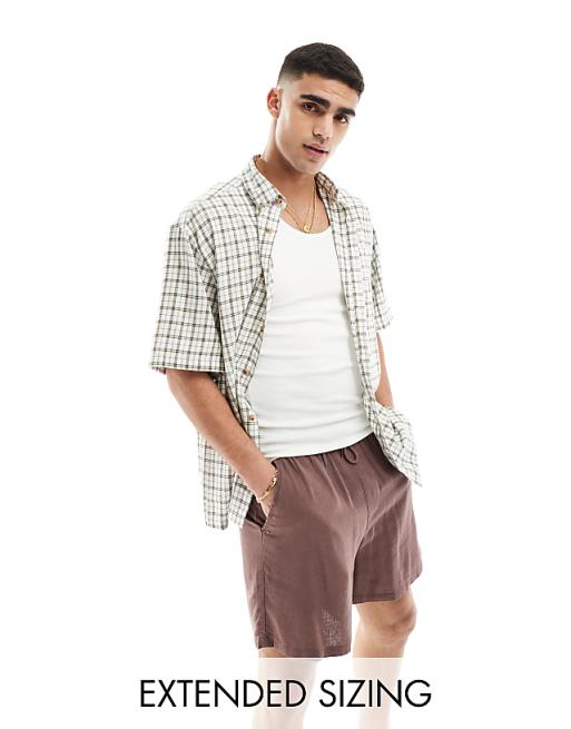 ASOS DESIGN - Camicia dad fit oversize squadrata écru a quadri | ASOS ASOS DESIGN - Camicia dad fit oversize squadrata écru a quadri | ASOS