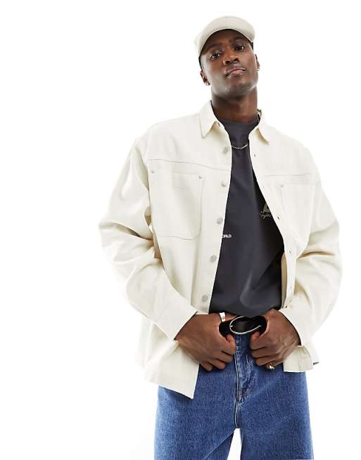 ASOS DESIGN - Camicia di jeans squadrata oversize écru | ASOS ASOS DESIGN - Camicia di jeans squadrata oversize écru | ASOS