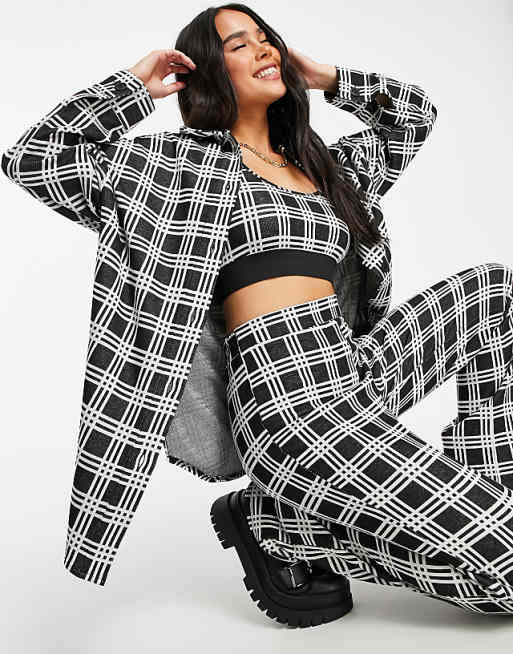 ASOS DESIGN - Camicia giacca da abito taglio lungo in jersey a quadri ... ASOS DESIGN - Camicia giacca da abito taglio lungo in jersey a quadri ...