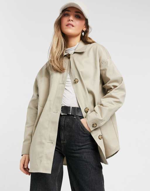 Asos Design Camicia Giacca In Cotone Color Pietra Asos