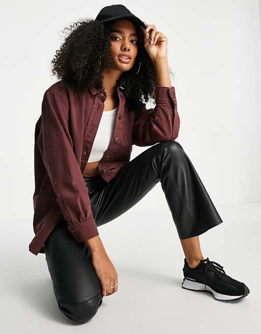 ASOS DESIGN - Camicia giacca oversize in denim bordeaux | ASOS ASOS DESIGN - Camicia giacca oversize in denim bordeaux | ASOS