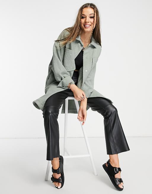 ASOS DESIGN - Camicia giacca taglio lungo in twill verde salvia | ASOS ASOS DESIGN - Camicia giacca taglio lungo in twill verde salvia | ASOS