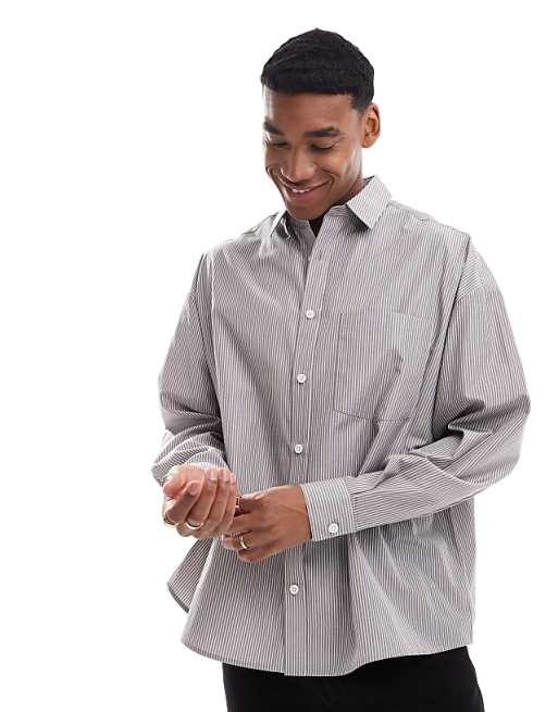 ASOS DESIGN - Camicia oversize grigia a righe | ASOS ASOS DESIGN - Camicia oversize grigia a righe | ASOS