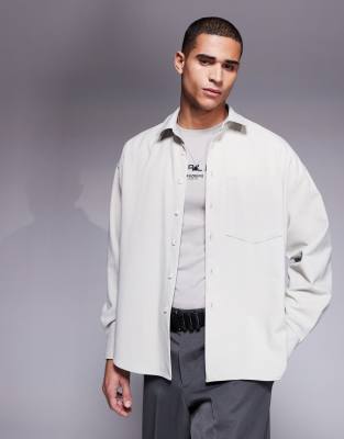 ASOS DESIGN - Camicia oversize voluminosa color panna con orlo ...