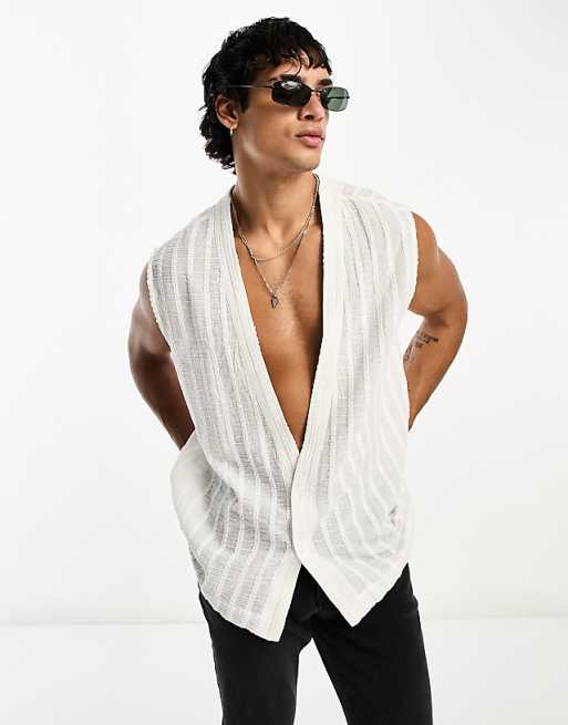 ASOS DESIGN - Camicia senza maniche testurizzata bianca in cotone | ASOS ASOS DESIGN - Camicia senza maniche testurizzata bianca in cotone | ASOS