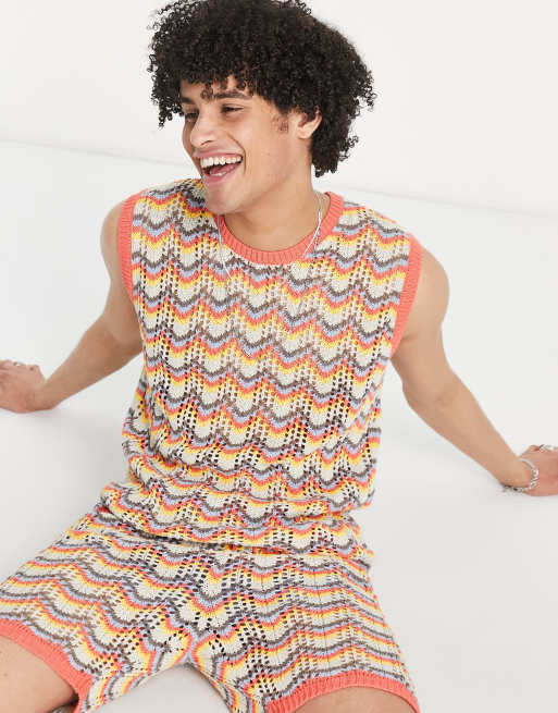 Asos Design Canotta Alluncinetto Con Motivo Ondulato In Coordinato