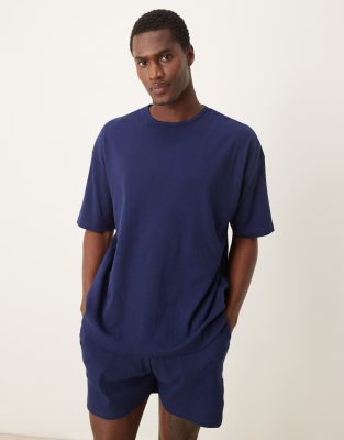 ASOS DESIGN capsule collection rib oversized t-shirt in navy | ASOS