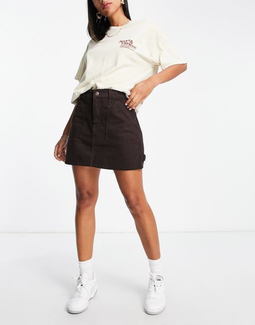 ASOS DESIGN cargo denim mini skirt in chocolate | ASOS