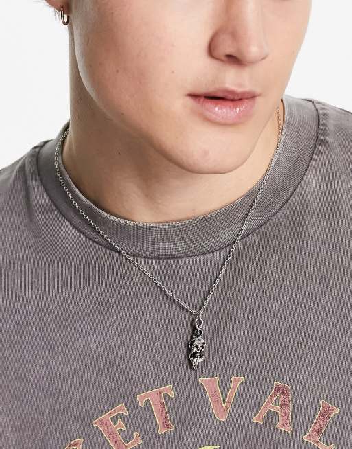 Asos Design Catenina Color Argento Brunito Con Ciondolo A Teschio Asos