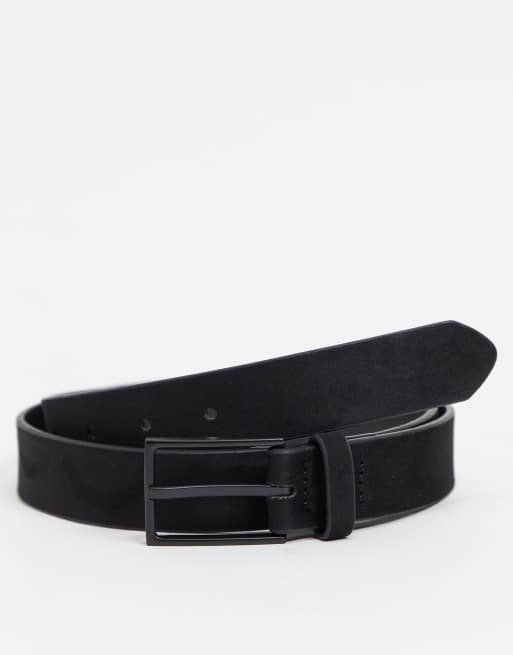 Asos Design Ceinture Fine En Imitation Daim Avec Boucle Noir Mate