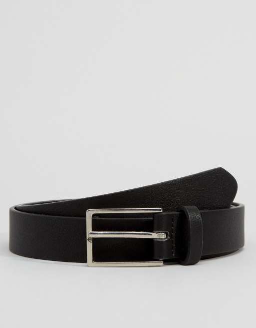 Asos Design Ceinture Fine Habillée En Similicuir Noir Asos