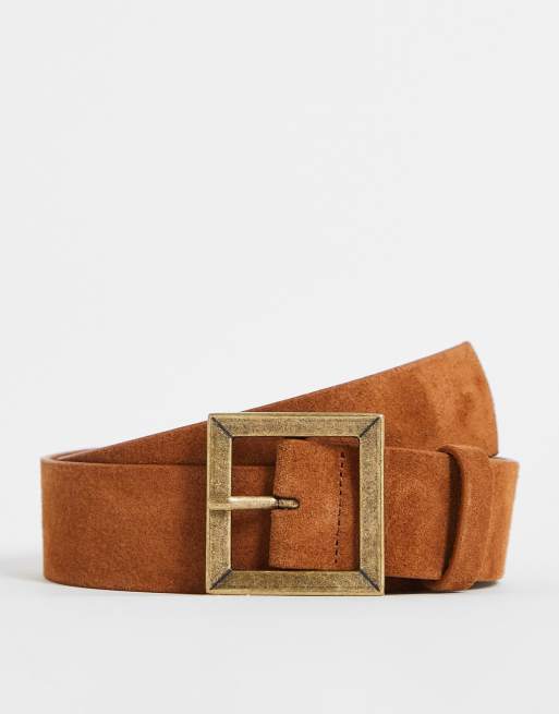 Asos Design Ceinture Taille Et Hanches En Daim Avec Boucle Carrée