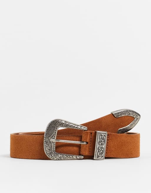 Asos Design Ceinture Taille Et Hanches En Daim Style Western Fauve