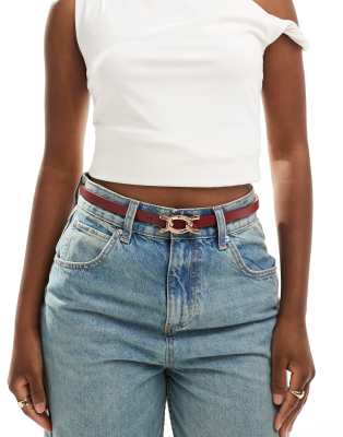 ASOS DESIGN chain link waist and hip jeans belt in red | ASOS