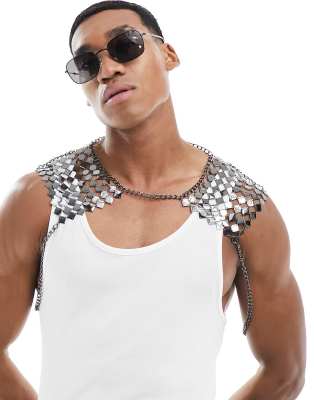 ASOS DESIGN chain mail shoulder harness in gunmetal | ASOS