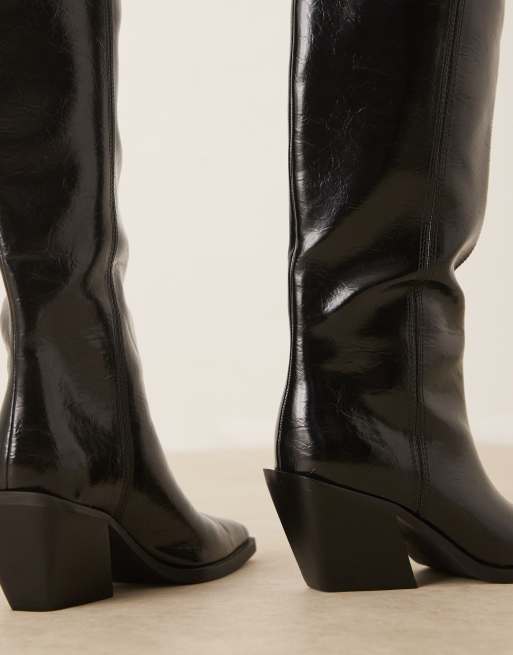 ASOS DESIGN Chantelle western knee boots in black | ASOS