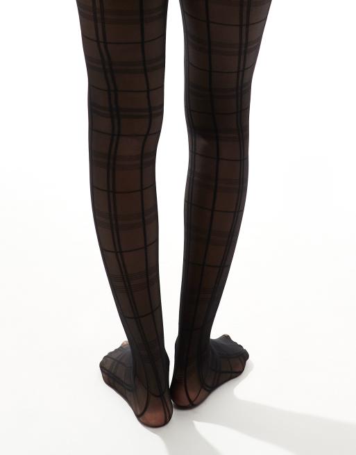 ASOS DESIGN check tights in black | ASOS