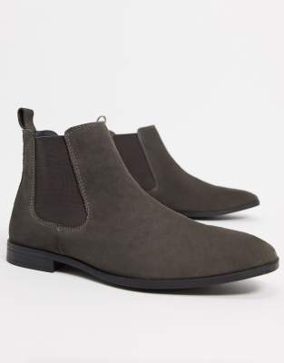ASOS DESIGN chelsea boots in grey suede with black sole | ASOS