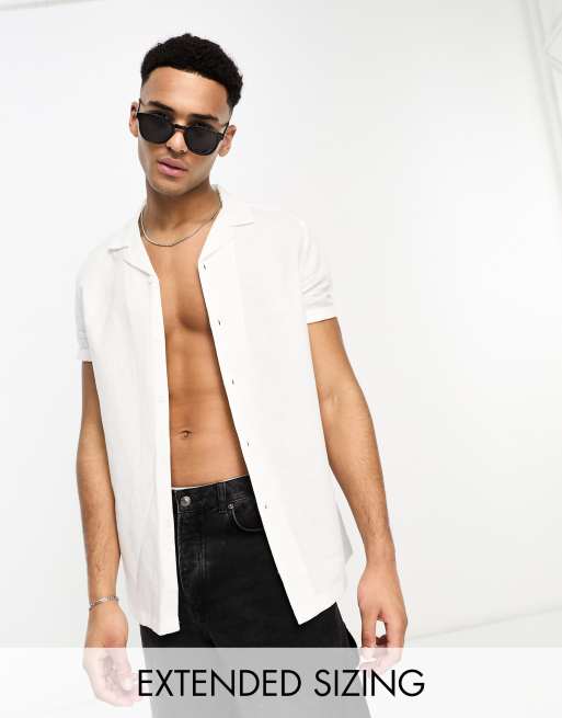 Asos Design Chemise à Revers Coupe Classique En Lin Avec Manches