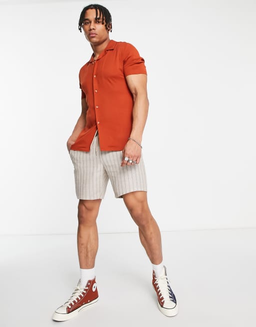 Asos Design Chemise Ajustée En Viscose Avec Col à Revers Rouille Asos
