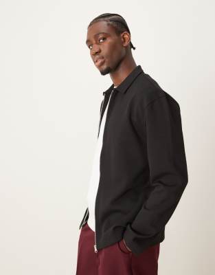 ASOS DESIGN - Chemise décontractée à manches longues et fermeture éclair en maille interlock de ...